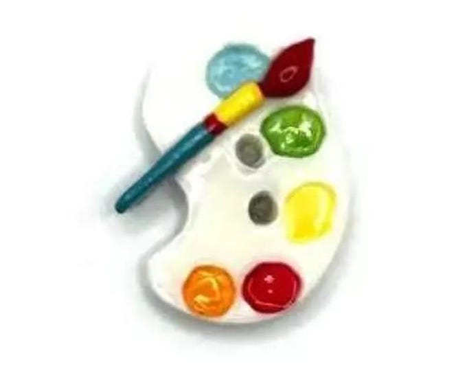 Mixed Lot of 6 Vintage Buttons, 2 Painting Palette Buttons, 2 Flip Flop ...