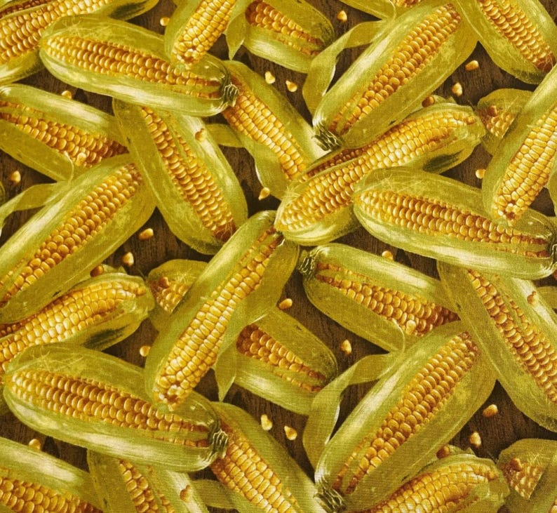 OOP Corn Fabric, One Yard Only, RJR Farmer's Market, Kitchen Decor ...