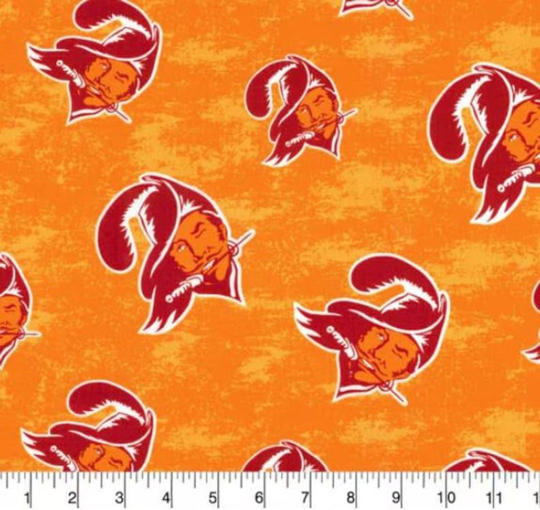 Bucco Bruce Cotton Fabric: Tampa Bay Buccaneers NFL Retro Orange (one ...