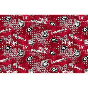 Georgia Bulldogs tm Splatter Fabric, One Yard Only, NCAA Cotton Fabric ...