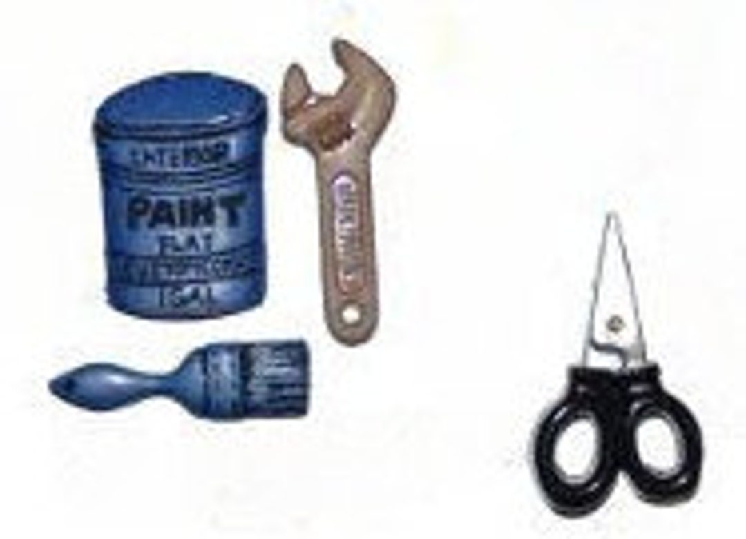 Dress It up Buttons, 4 Plastic Shank Buttons, Tool Time, House Paint ...