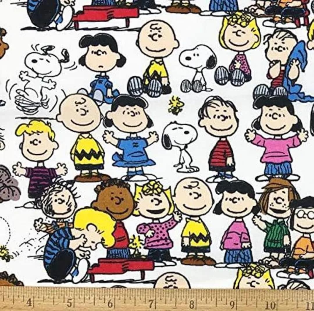 4 Peanuts (tm) Cotton Remnants, Snoopy (tm) Fabric, Woodstock (tm), Charlie Brown (tm), Linus ...
