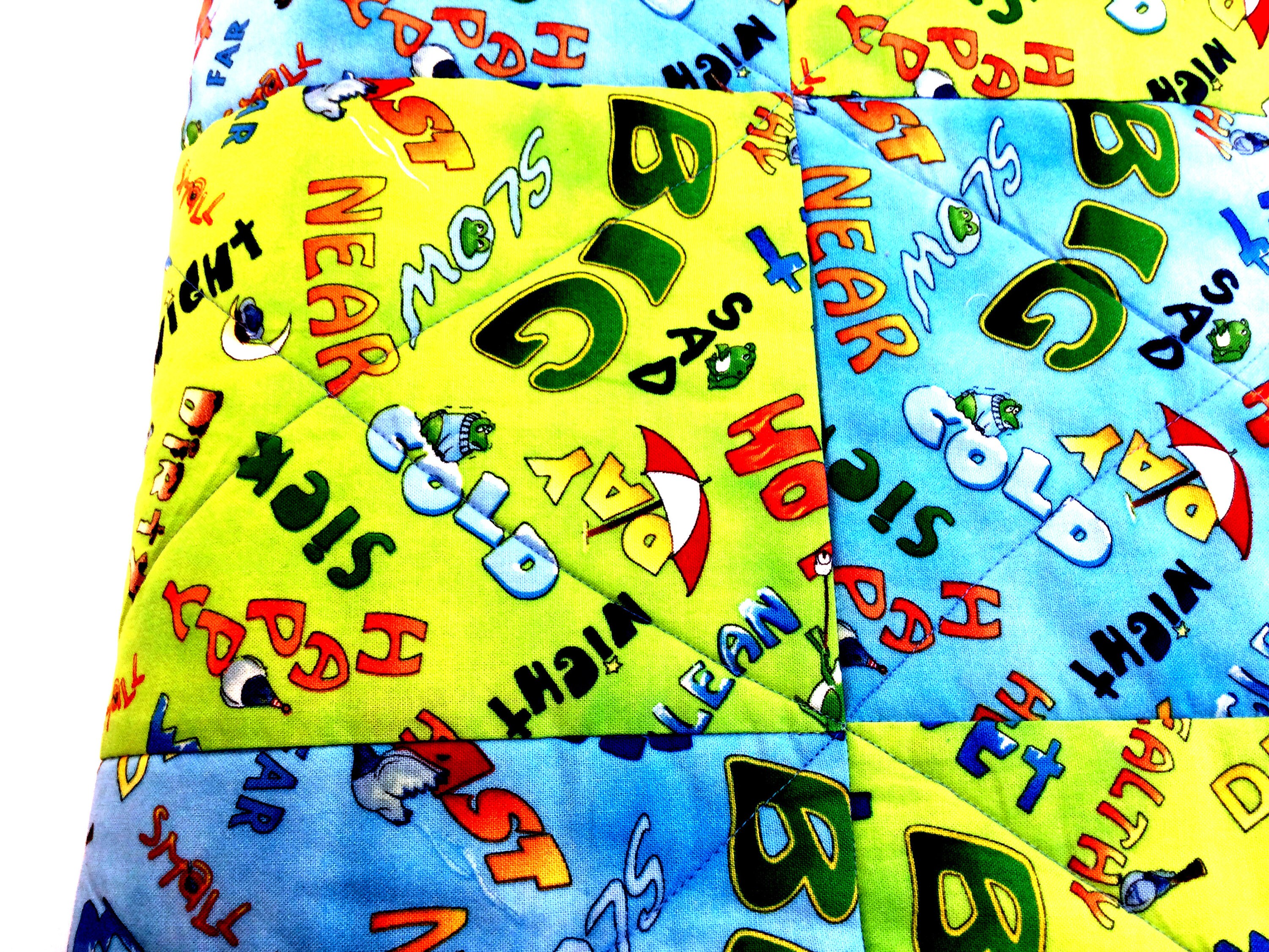 Opposite Words Baby Quilt: Blue & Green Gender Neutral Blanket - Etsy