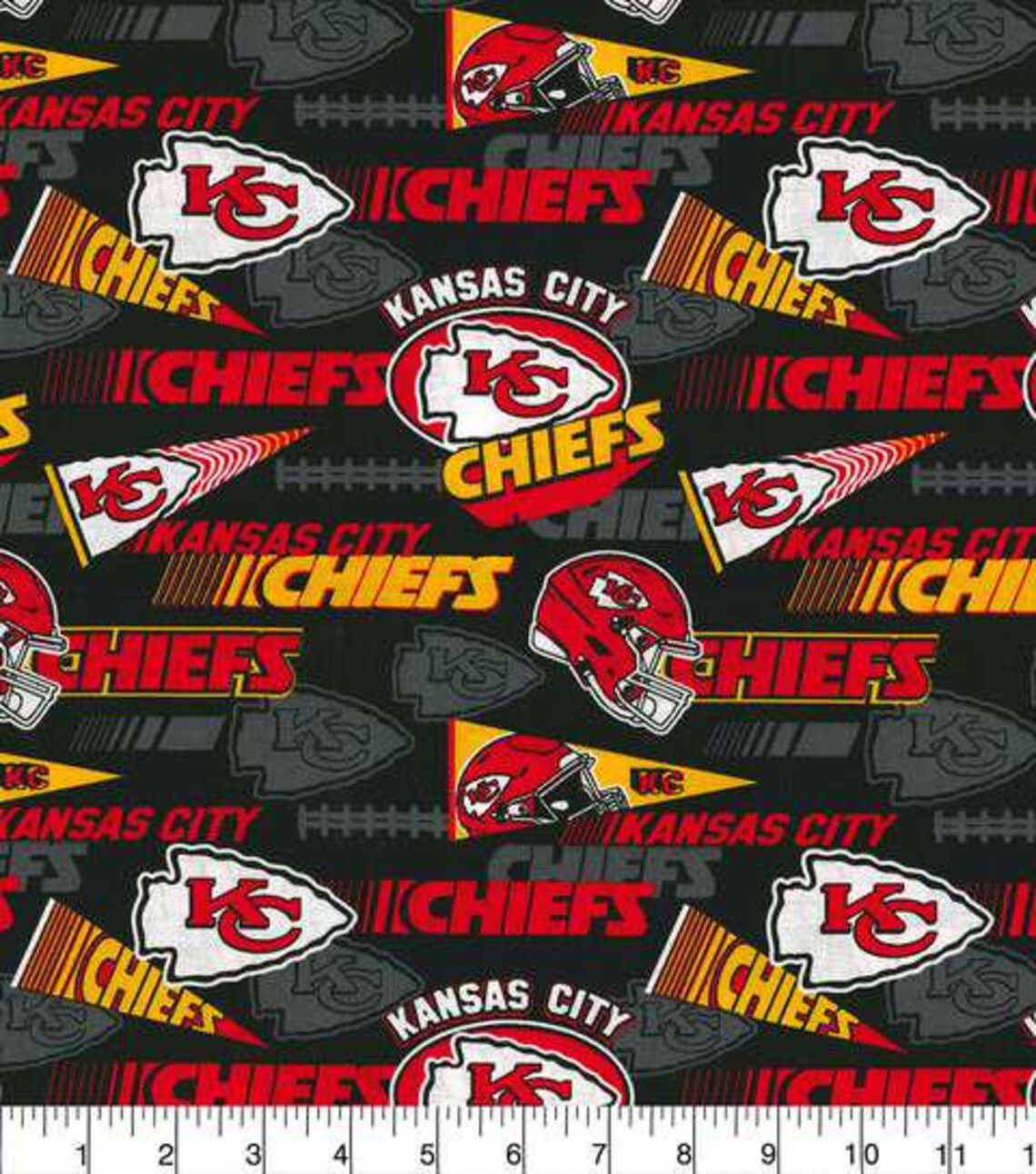Kansas City Chiefs Fabric, Large Print Cotton, KC Helmet Pennant (1 ...