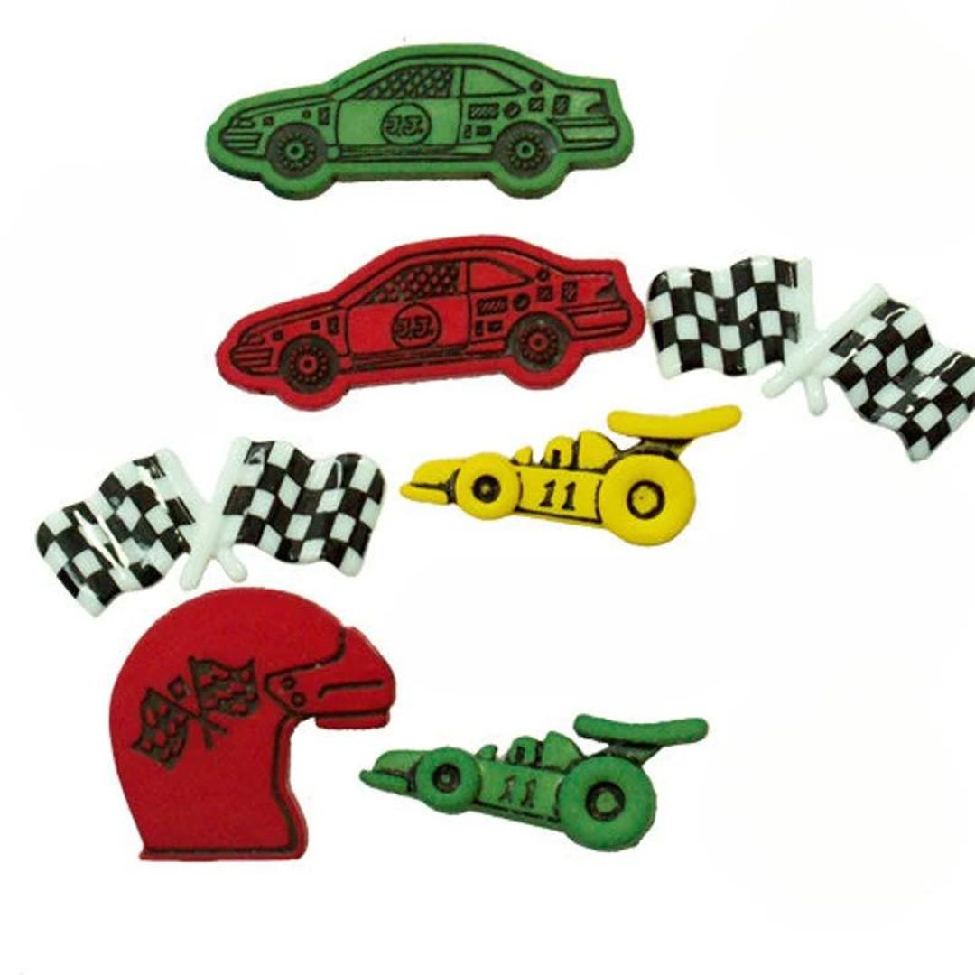 7 Auto Racing Buttons, Dress It Up, Drag Race, 4 Race Car Buttons, 2 ...