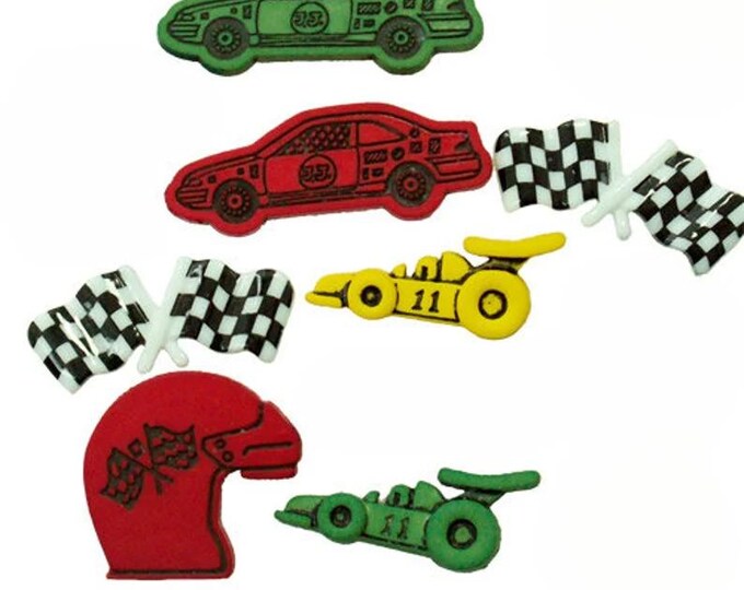 7 Auto Racing Buttons, Dress It Up, Drag Race, 4 Race Car Buttons, 2 ...