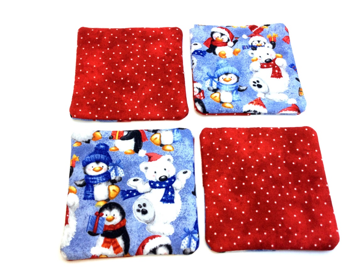 Penguin Coasters Penguin Mug Rugs Christmas Coasters Set of - Etsy