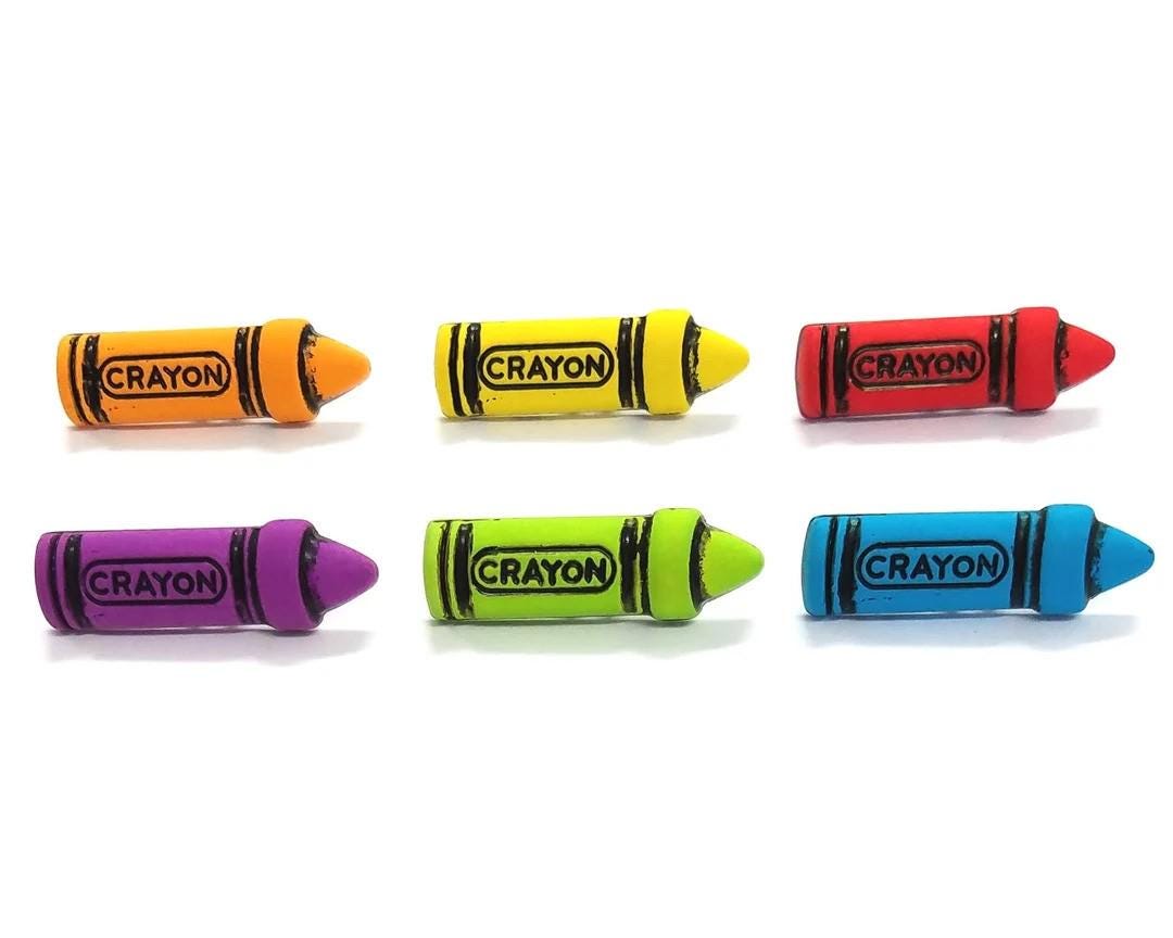Crayon Buttons: Neon Plastic Shank Buttons - Set of 6 - Etsy