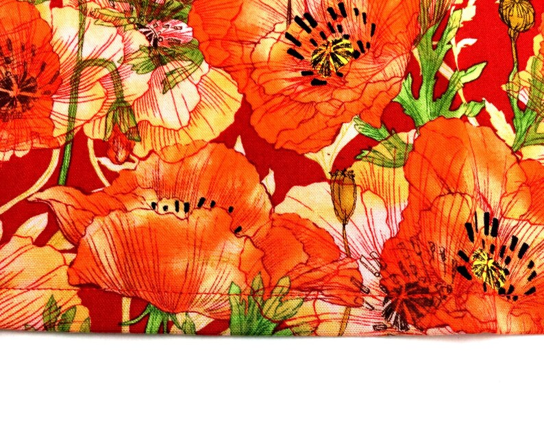 Four Handmade Poppy Flower Napkins, Set of 4: Orange Floral Dinner ...