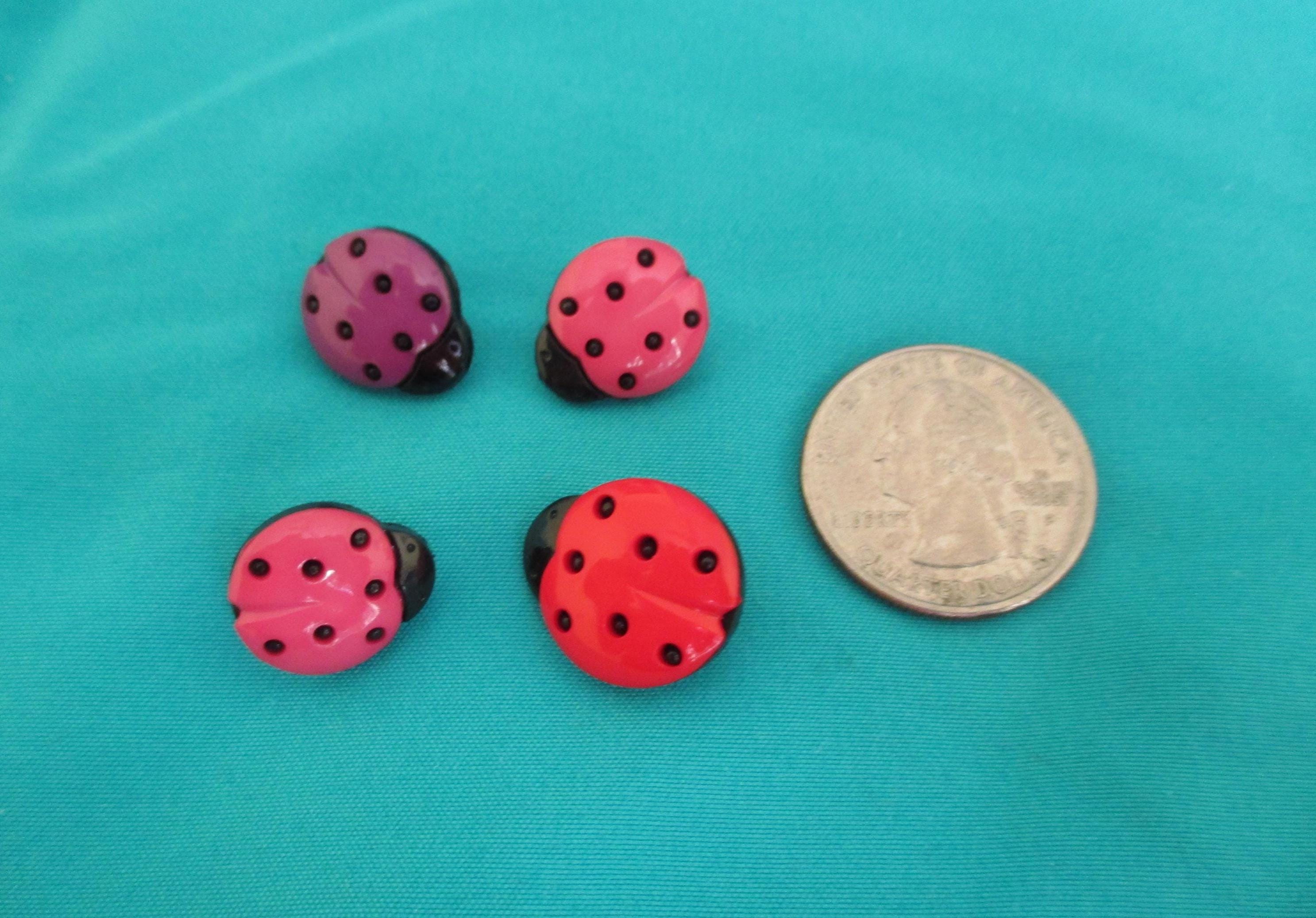 4 Ladybug Buttons, Plastic Shank Buttons, Ladybird Beetles, Colorful ...