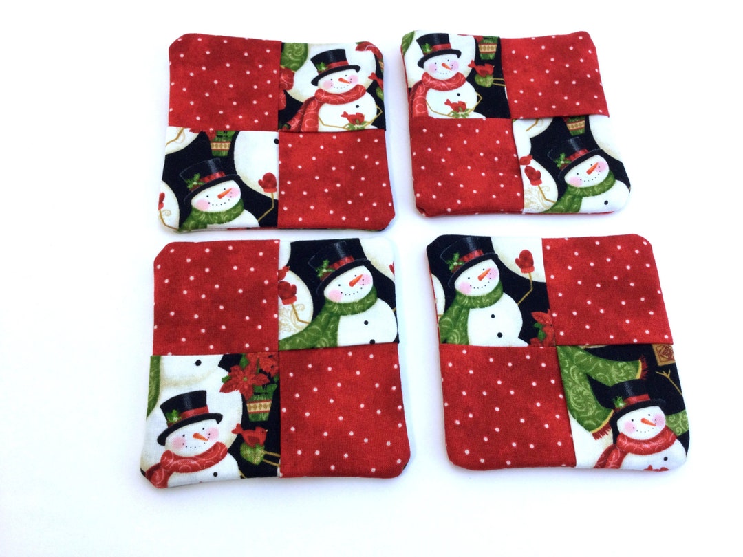 Snowman Coasters, Snowman Mug Rugs, Winter Coasters, Set of 4 Coasters ...