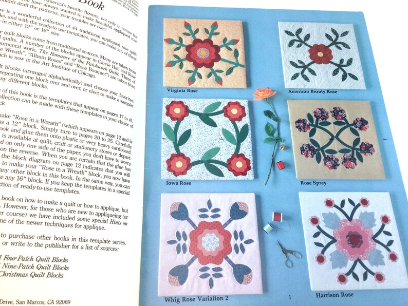 Rose Quilt Blocks Rose Templates Applique Quilts Rose - Etsy