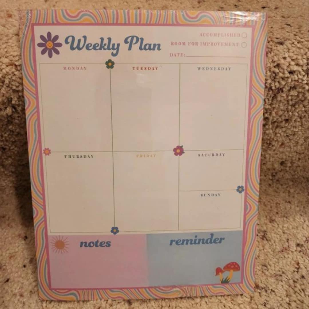 Michaels Fab Finds, Weekly Planner, OOP NIP Notepad, Hippie, Rainbow ...