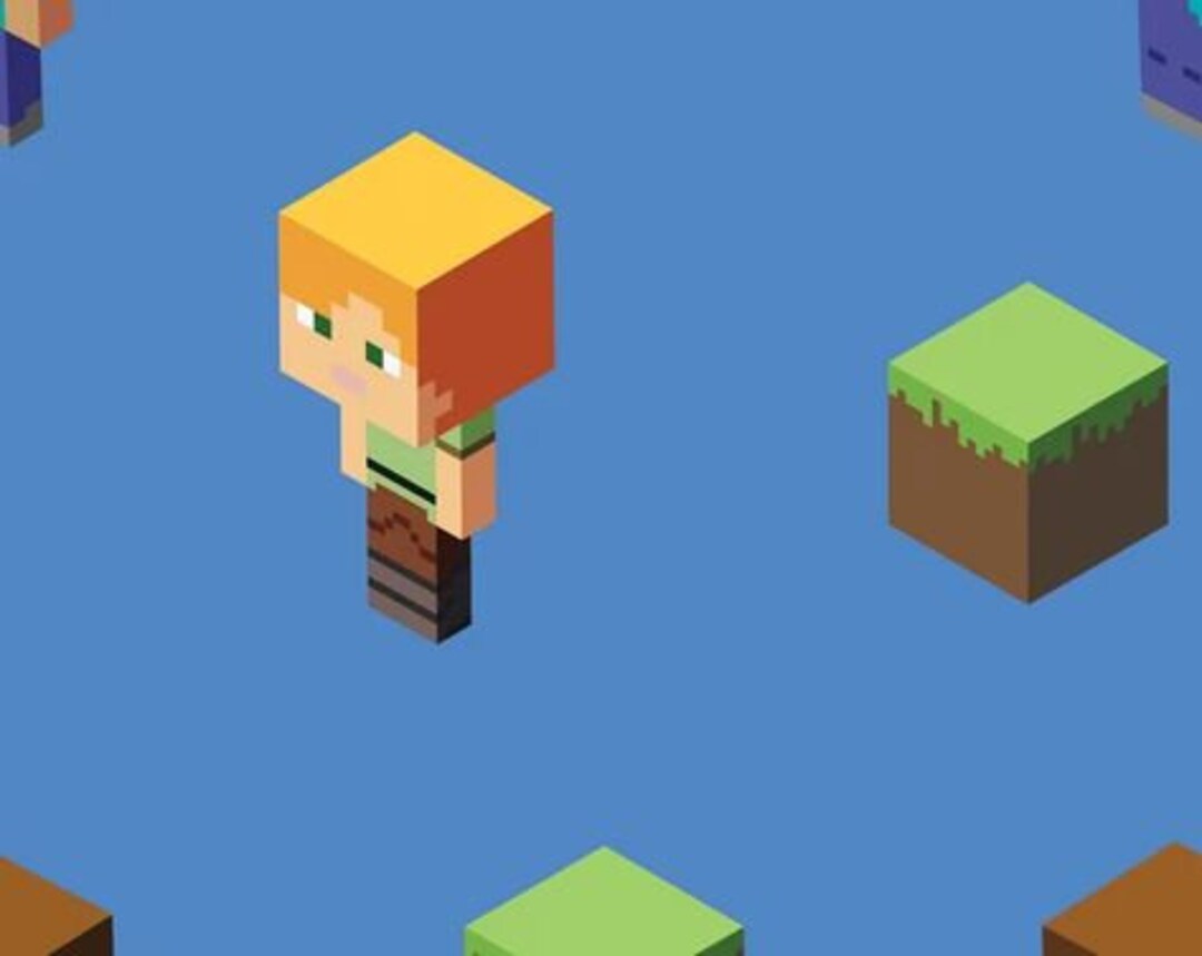 Minecraft TM Fabric Video Game Fabric Pixel Art Alex and - Etsy
