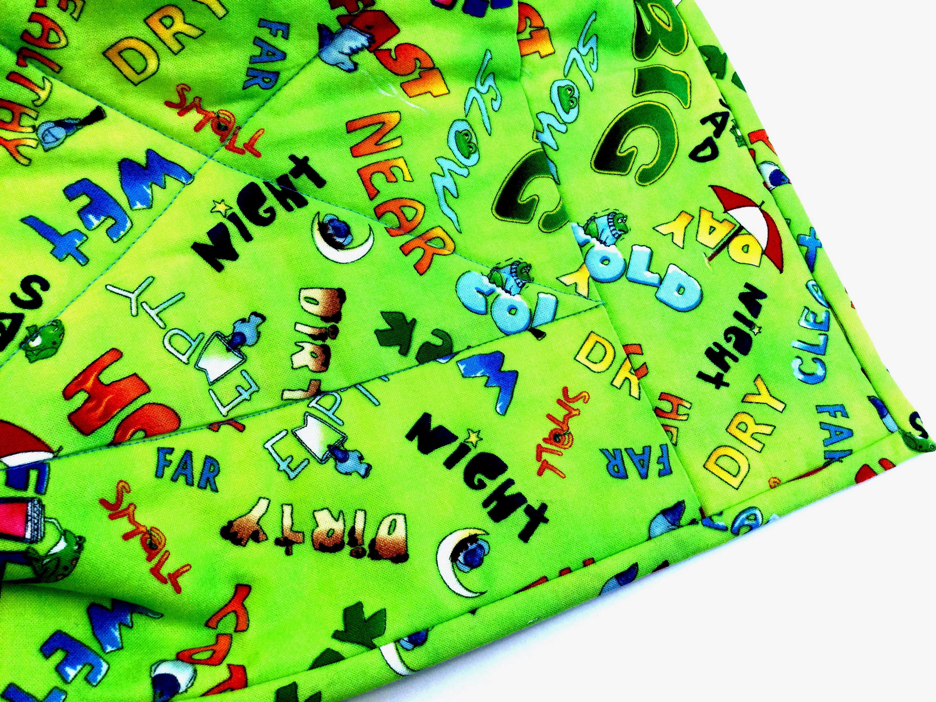 Opposite Words Baby Quilt: Blue & Green Gender Neutral Blanket - Etsy