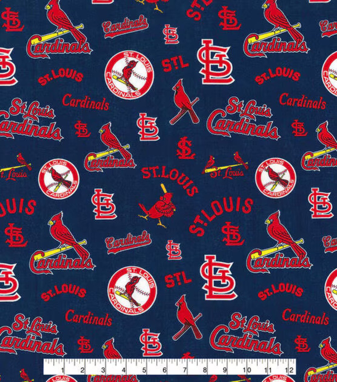 St. Louis Cardinals TM Fabric, STL Cards TM, Retro Baseball Fabric, One ...