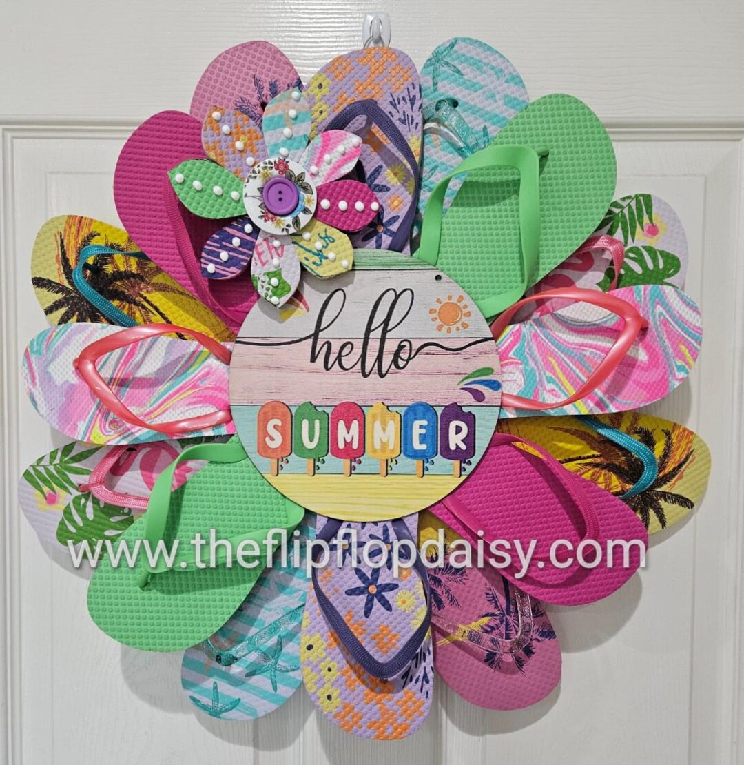 Bring the Beach Home: Handcrafted Flip-flop "hello Summer" Wreath - Etsy