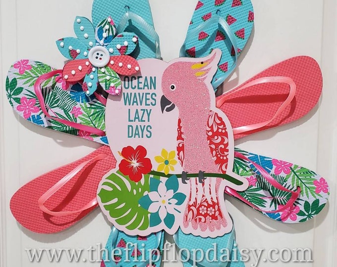 Ocean Waves Lazy Days Flip Flop Wreath Tropical Door Decor - Etsy