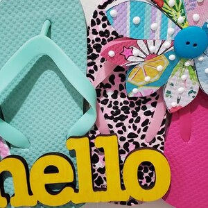 Hello Flip Flop Row Wreath Summer Beach Tropical Door Decor ...