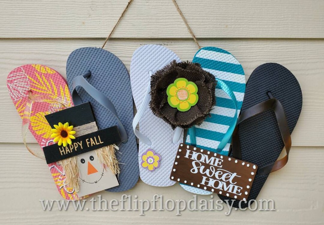 Happy Fall and Home Sweet Home Flip Flop Row Wreath Beach Door Decor ...