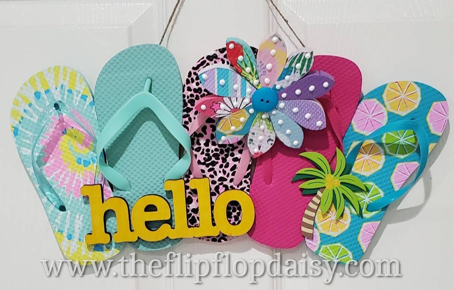 Colorful Tropical Flip-flop Wall Decor - "hello" Summer Greeting - Etsy