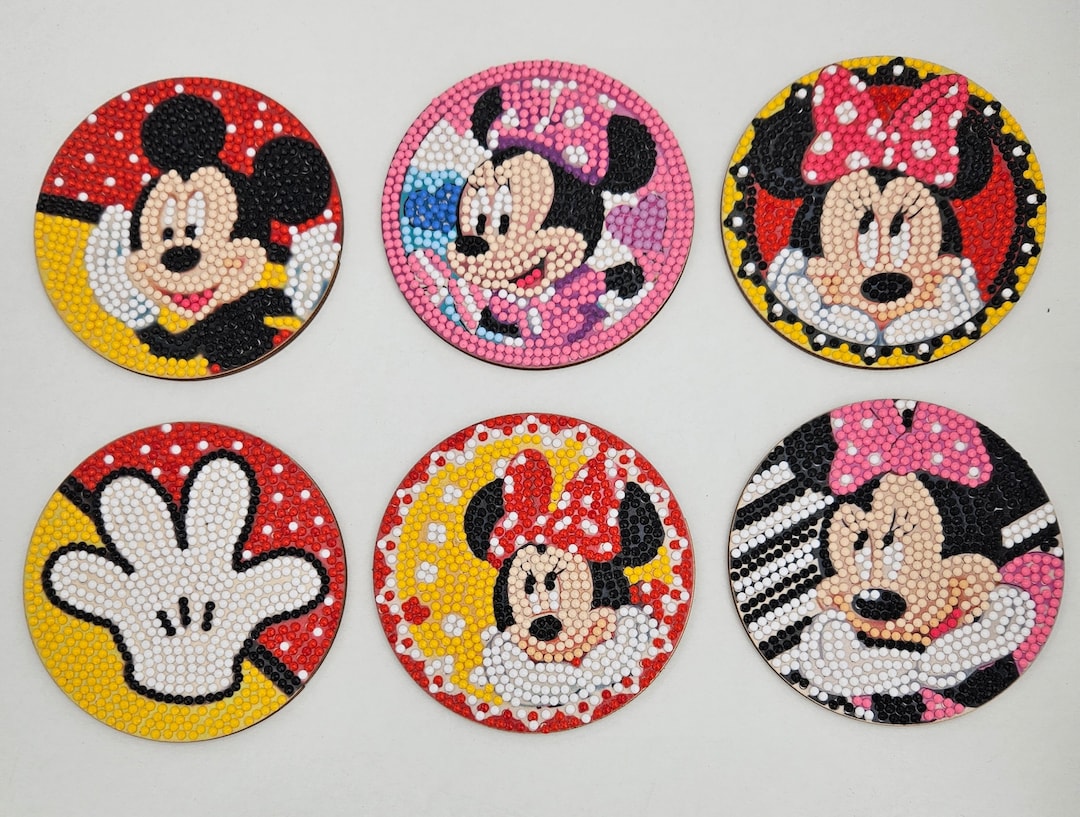Mickey Mouse and Minnie Mouse Coasters Sealed Diamond Painting 6pc - Etsy