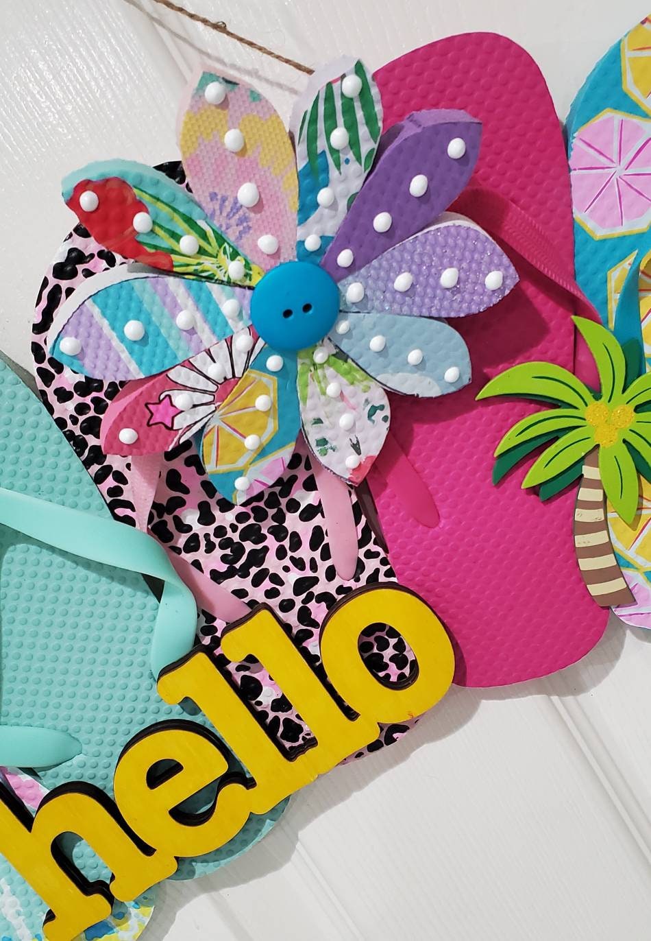 Colorful Tropical Flip-flop Wall Decor - "hello" Summer Greeting - Etsy