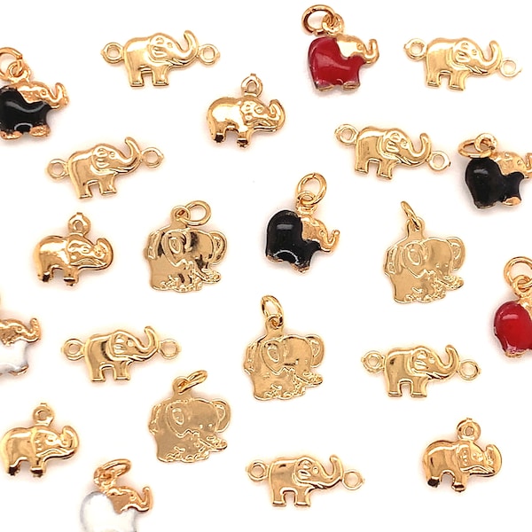 Gold Elephant Charm - Etsy