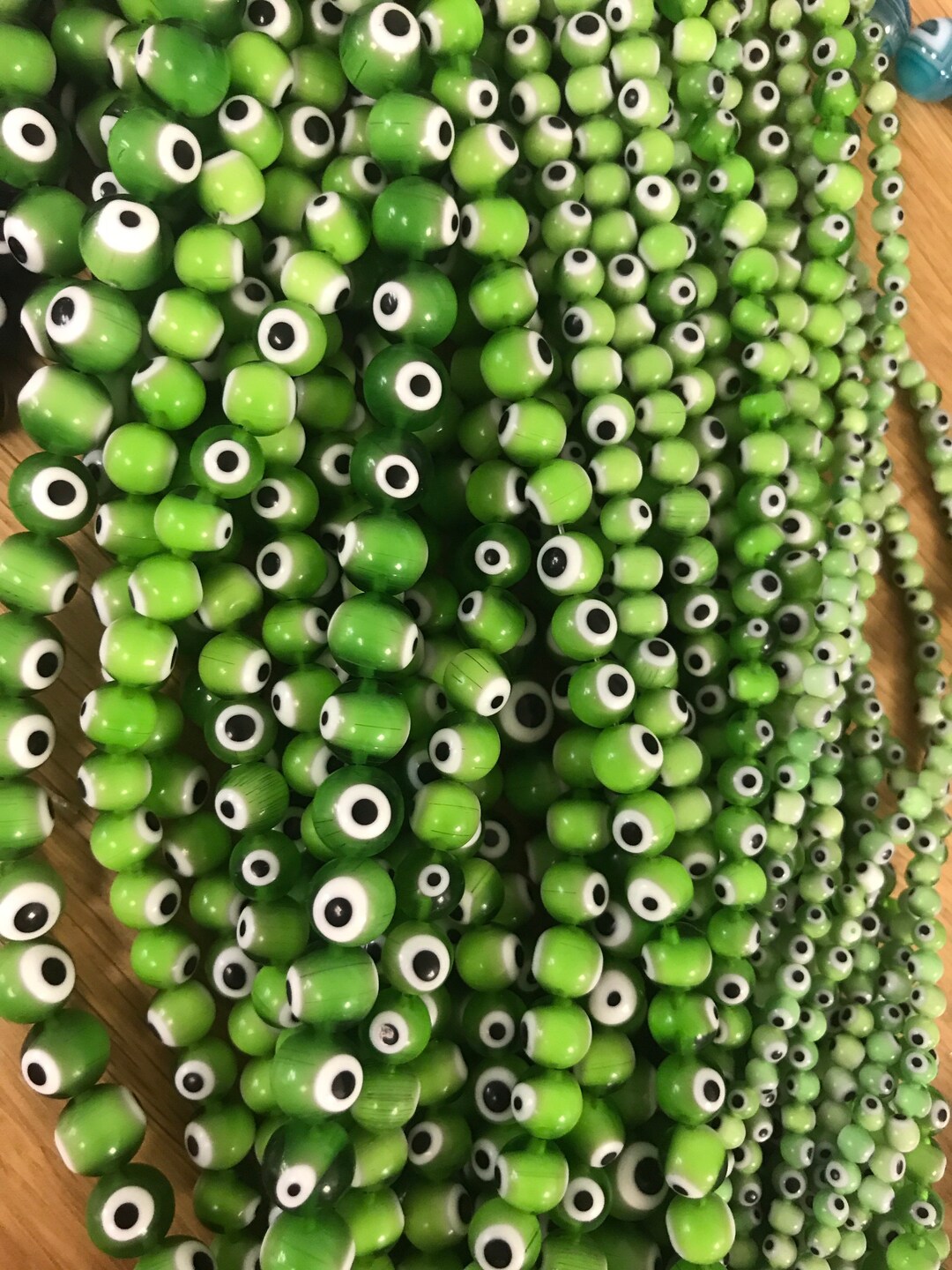 Evil Eye Round Glass Beads, Green Evil Eye Beads, Lucky Eye Beads ...