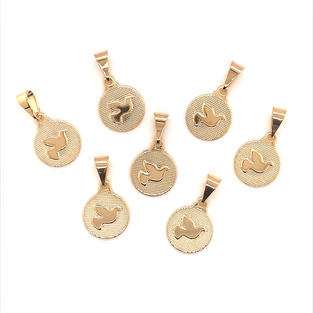 18K Gold Filled Holy Spirit Charm,religious Charms, Dove Bird Pendant ...