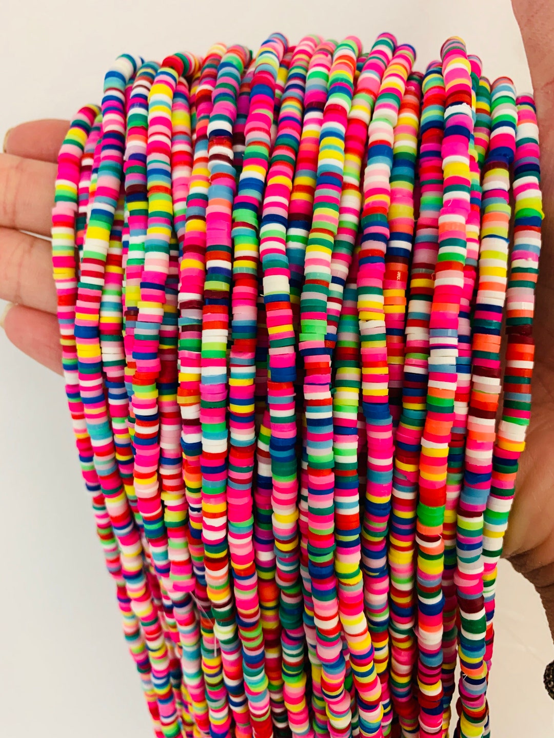 Disc Beads, Spacer Beads, Multi-colored Polymer Clay Beads, Jewelry ...