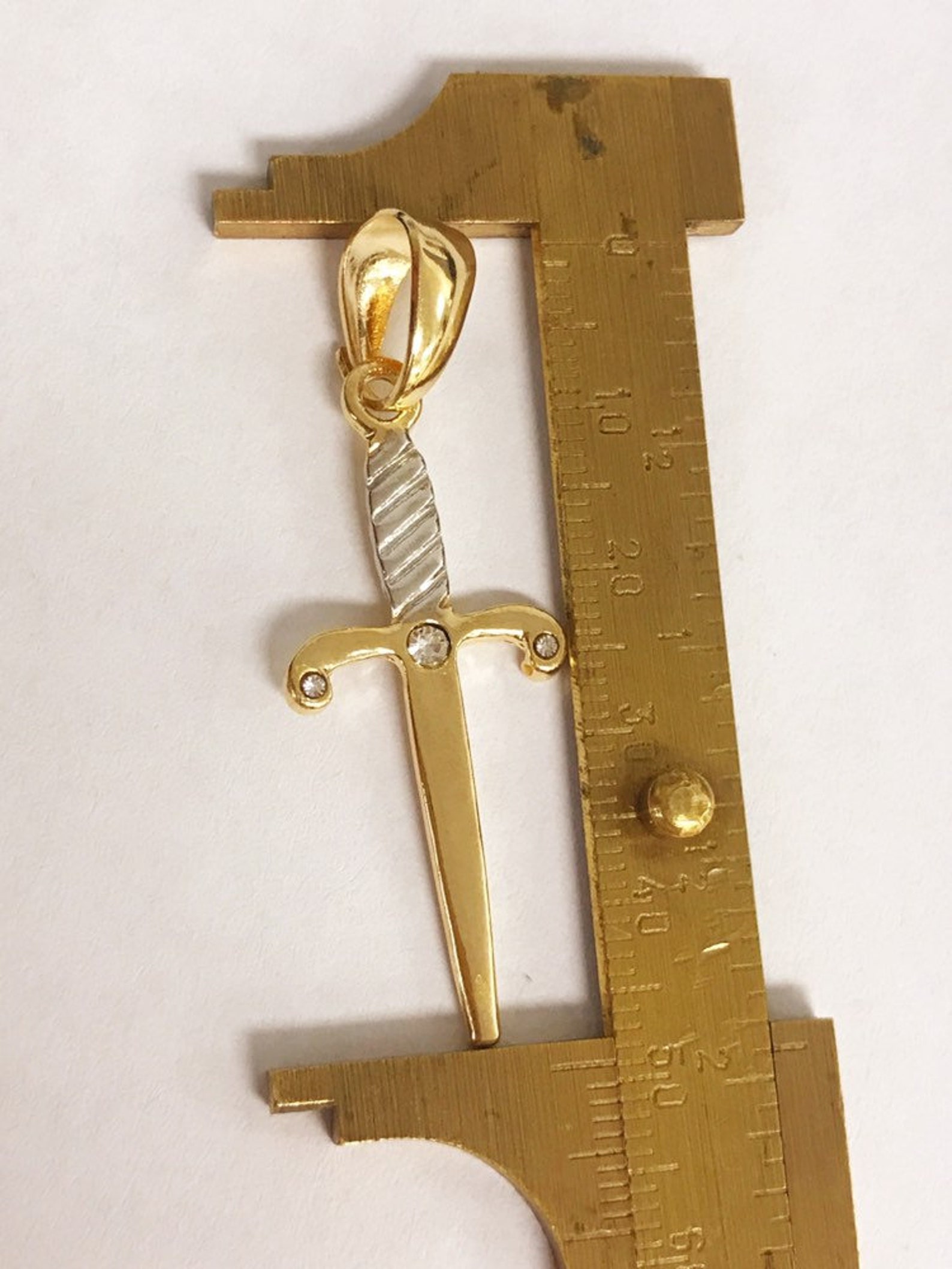18k GF Large Gold Sword Pendant for Necklace,gold Filled Mens Knife ...