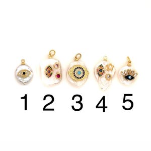 18K Pearl Gold Evil Eye Charm,gold Lucky Eye Boho Charms,dainty Evil ...