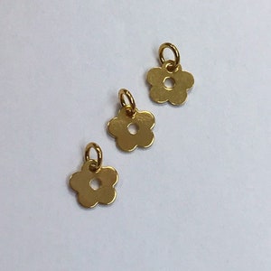 Dainty Gold Filled Flower Charm,small Gold Flower Charm, Flower Pendant ...