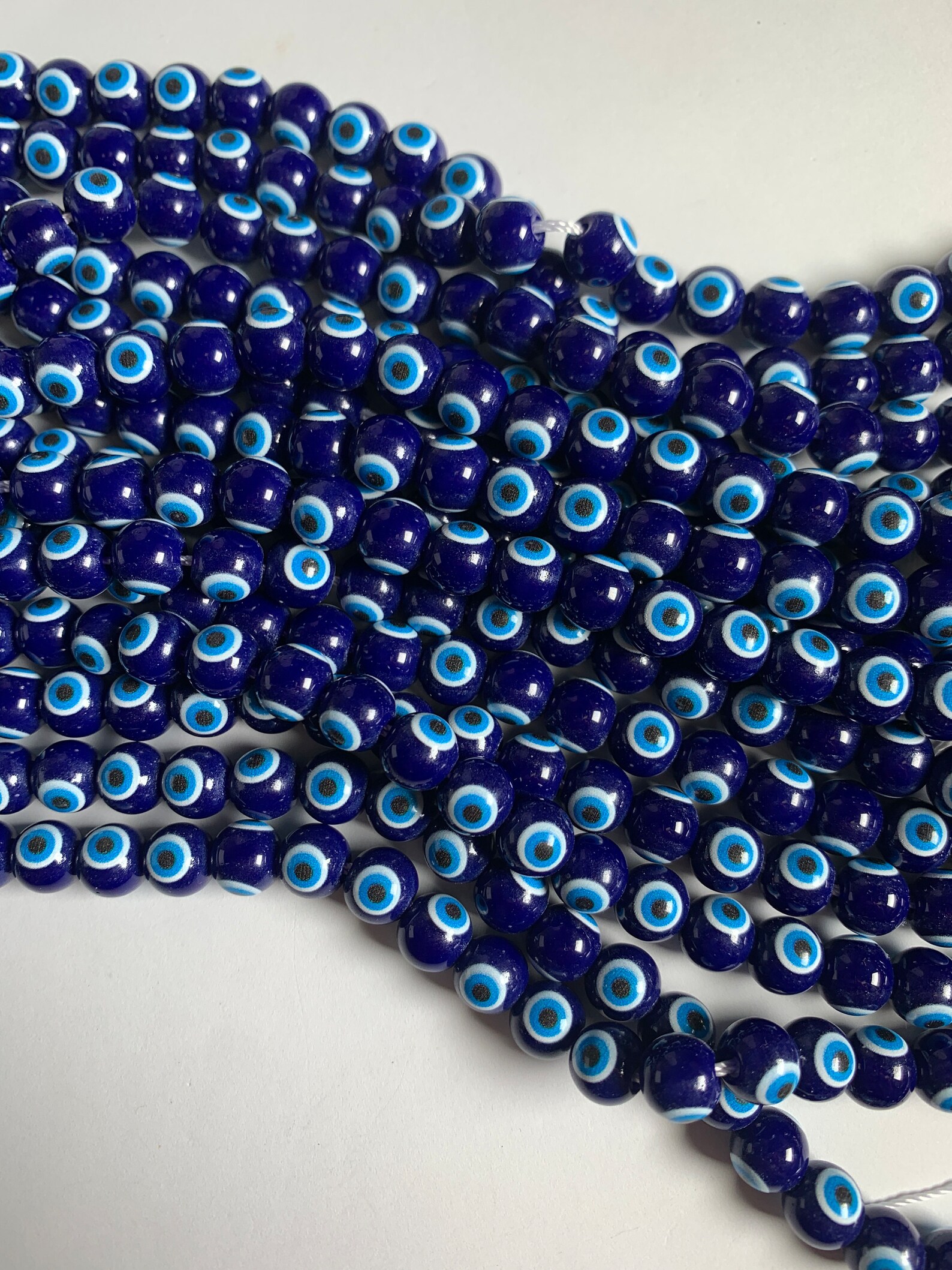 50 Evil Eye Round Beads,religious Amulet Prayer Beads,8mm Pink Lucky ...