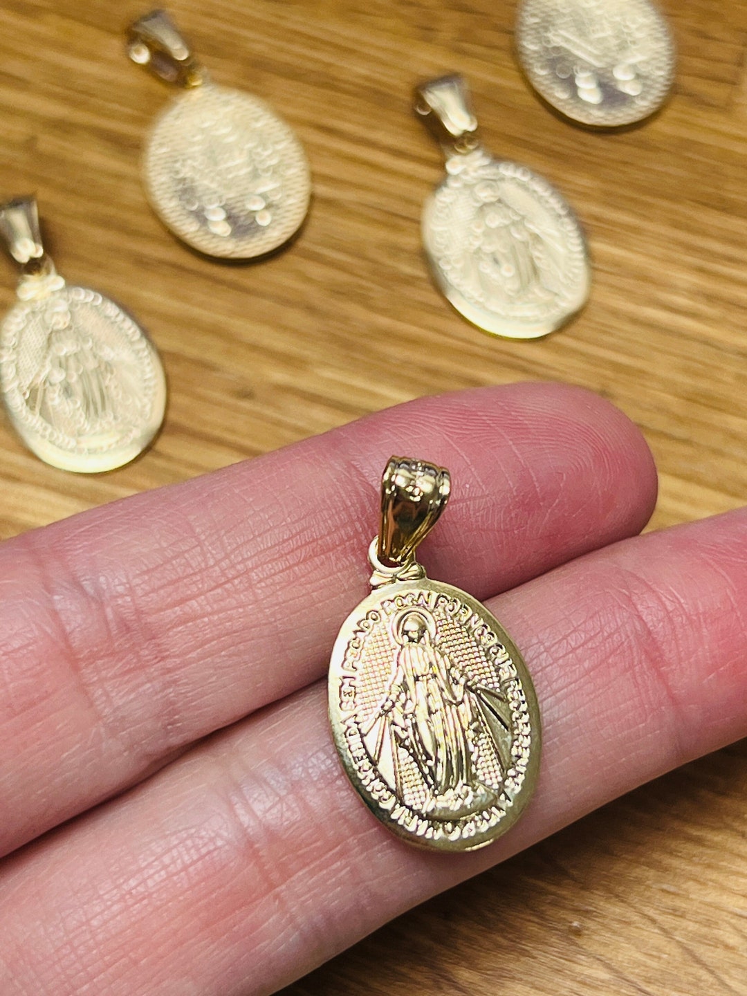 Gold Filled Miraculous Medal, Virgen Milagrosa, Mother Mary Charm ...