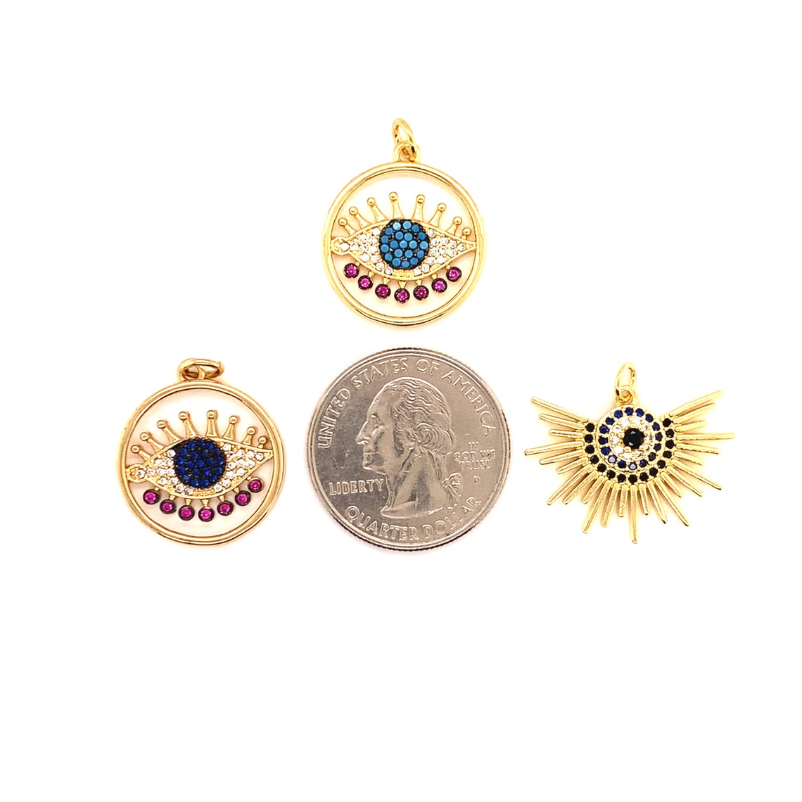 Large Gold Evil Eye Pendant, Lucky Eye Charms for Necklace, Good Luck ...