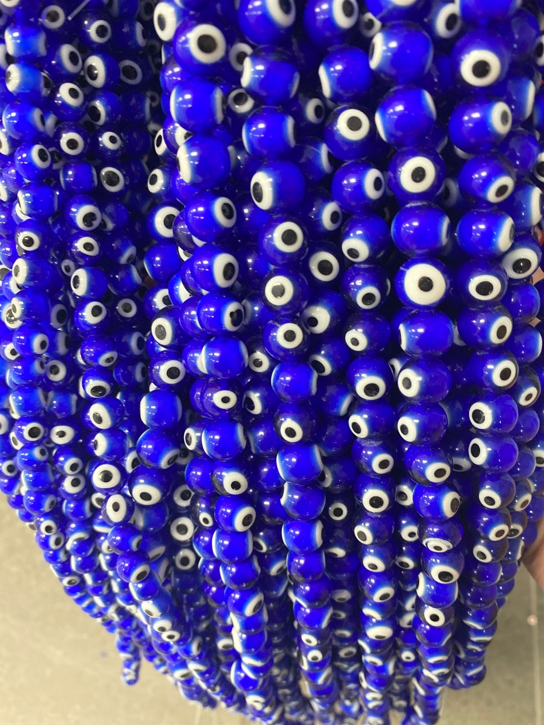 67 Evil Eye Round Glass Beads,religious Amulet Prayer Beads,royal Blue ...