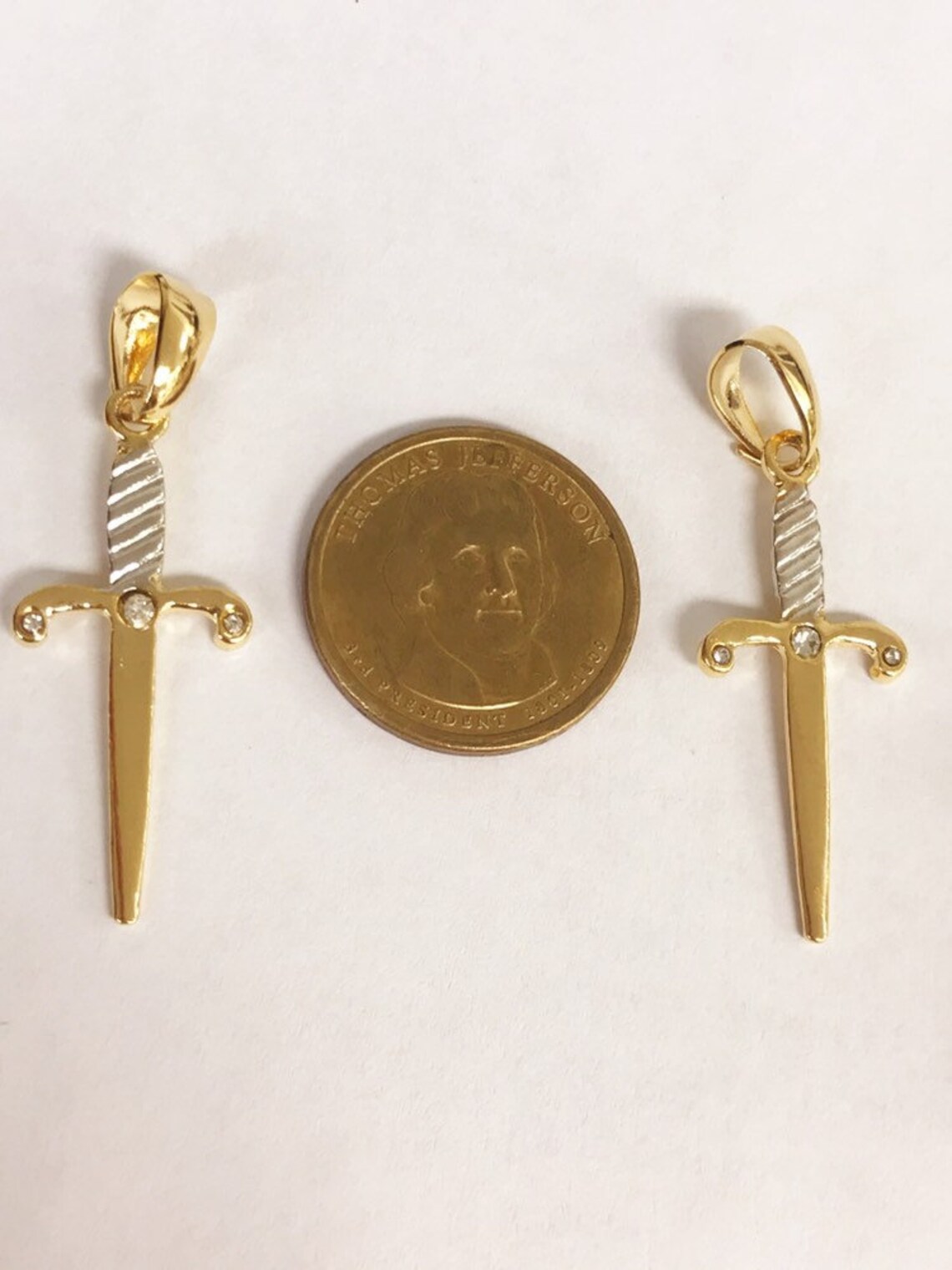 18k GF Large Gold Sword Pendant for Necklace,gold Filled Mens Knife ...