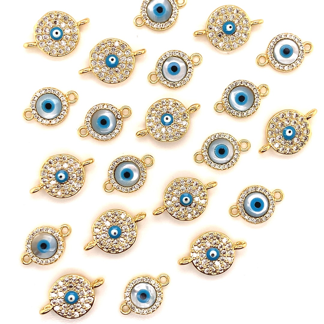 Dainty Blue Evil Eye Connector for Bracelet, Small Lucky Eye Charms ...