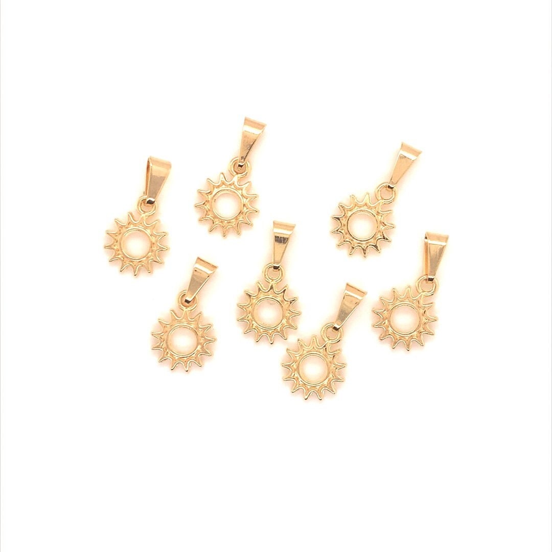 Gold Filled Sun Charm, Sun Charm, Sun Pendant, Gold Filled Celestial ...