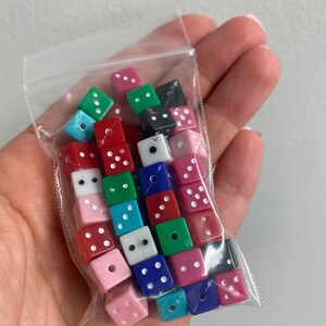50 Assorted Dice Beads,small Pack of Dice Accent Beads,kids DIY Jewelry ...