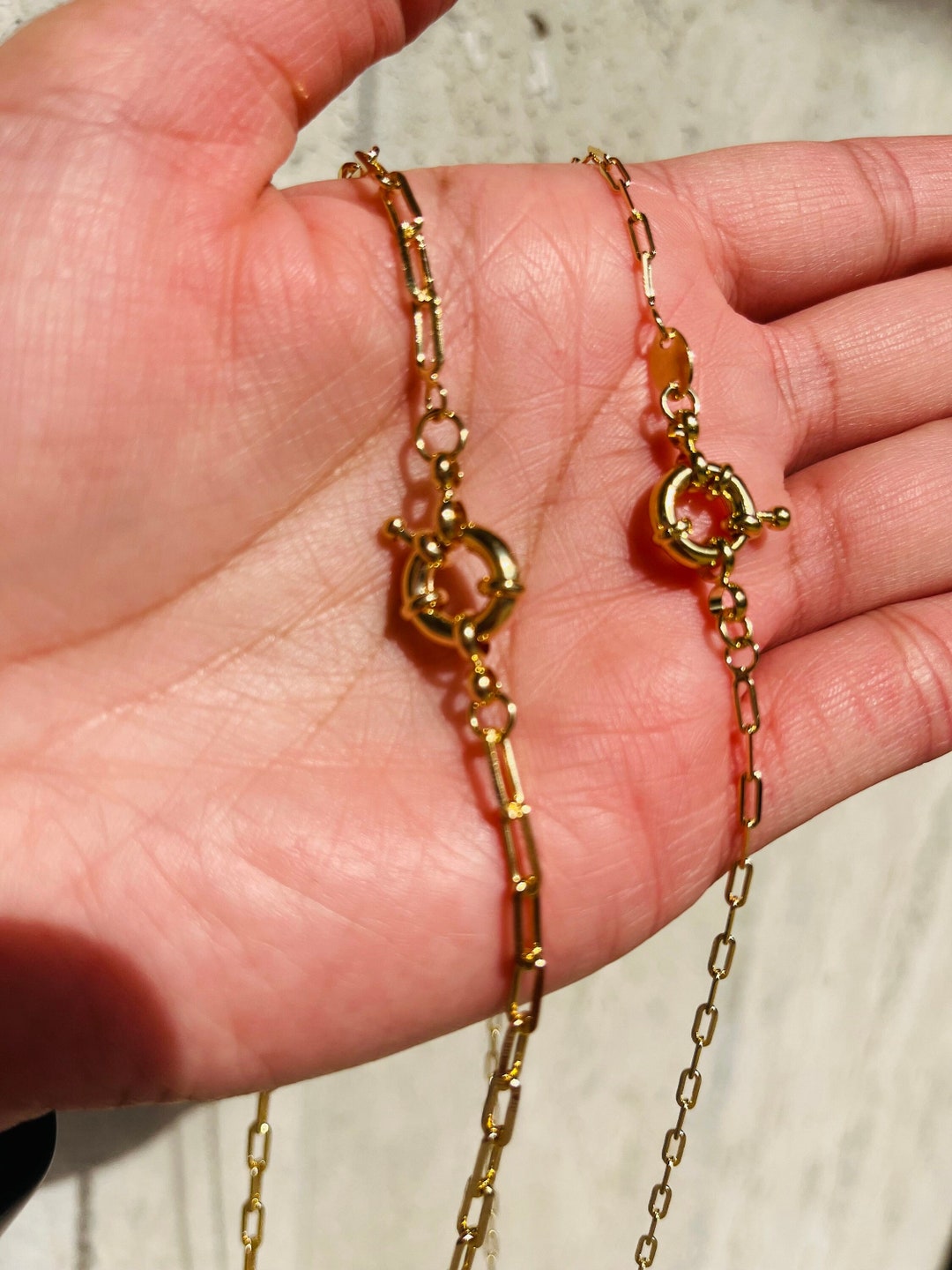 10 Gold Filled Paperclip Chains With Bolt Ring Clasp, Wholesale Gold ...