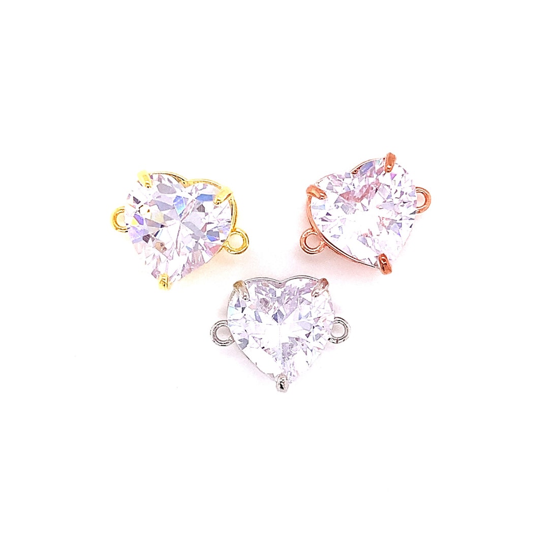 Large Diamond Heart Connectorgold Heart Connector for - Etsy