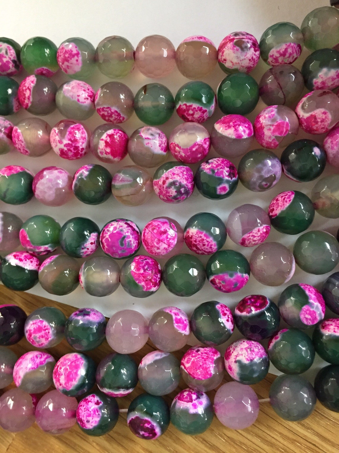 10mm Pink/Green Fire Agate Faceted 12mm Pink & Green Fire | Etsy
