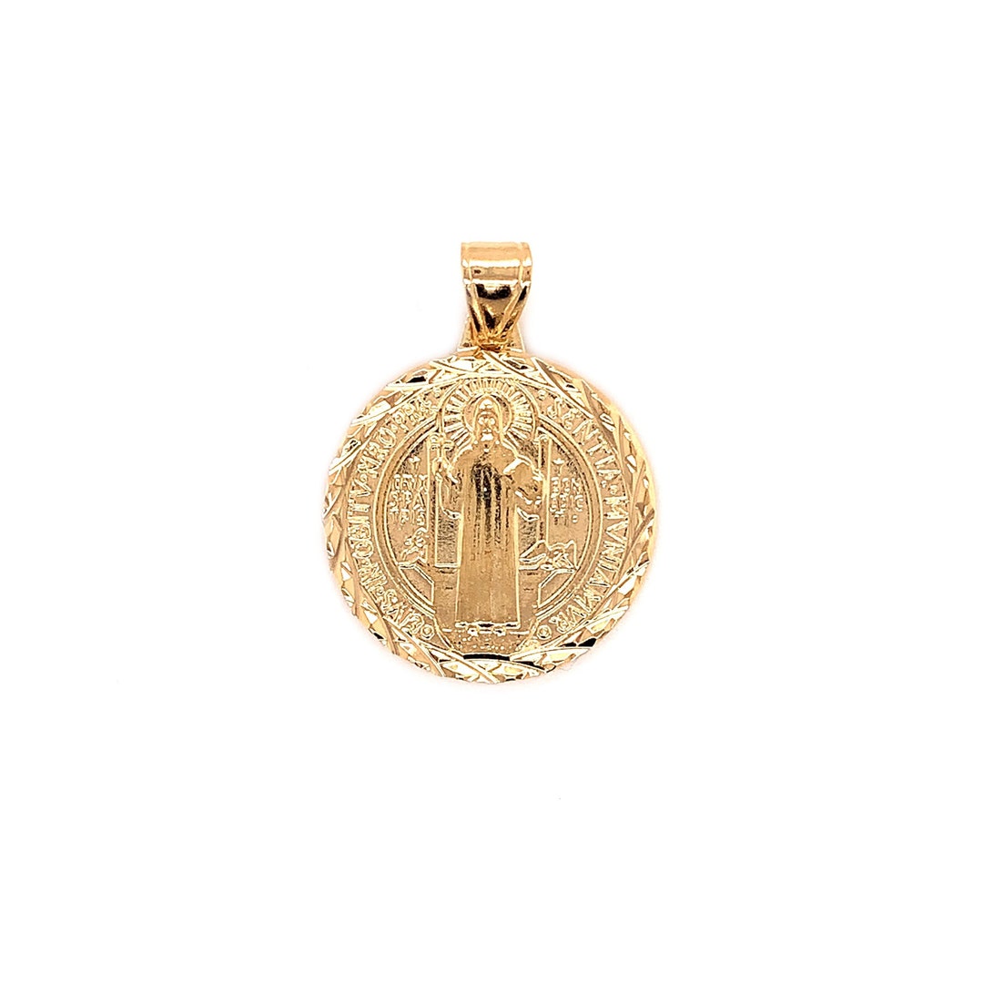 18K GF Saint Benedict Large Pendant, Gold Filled Religious Medals ...