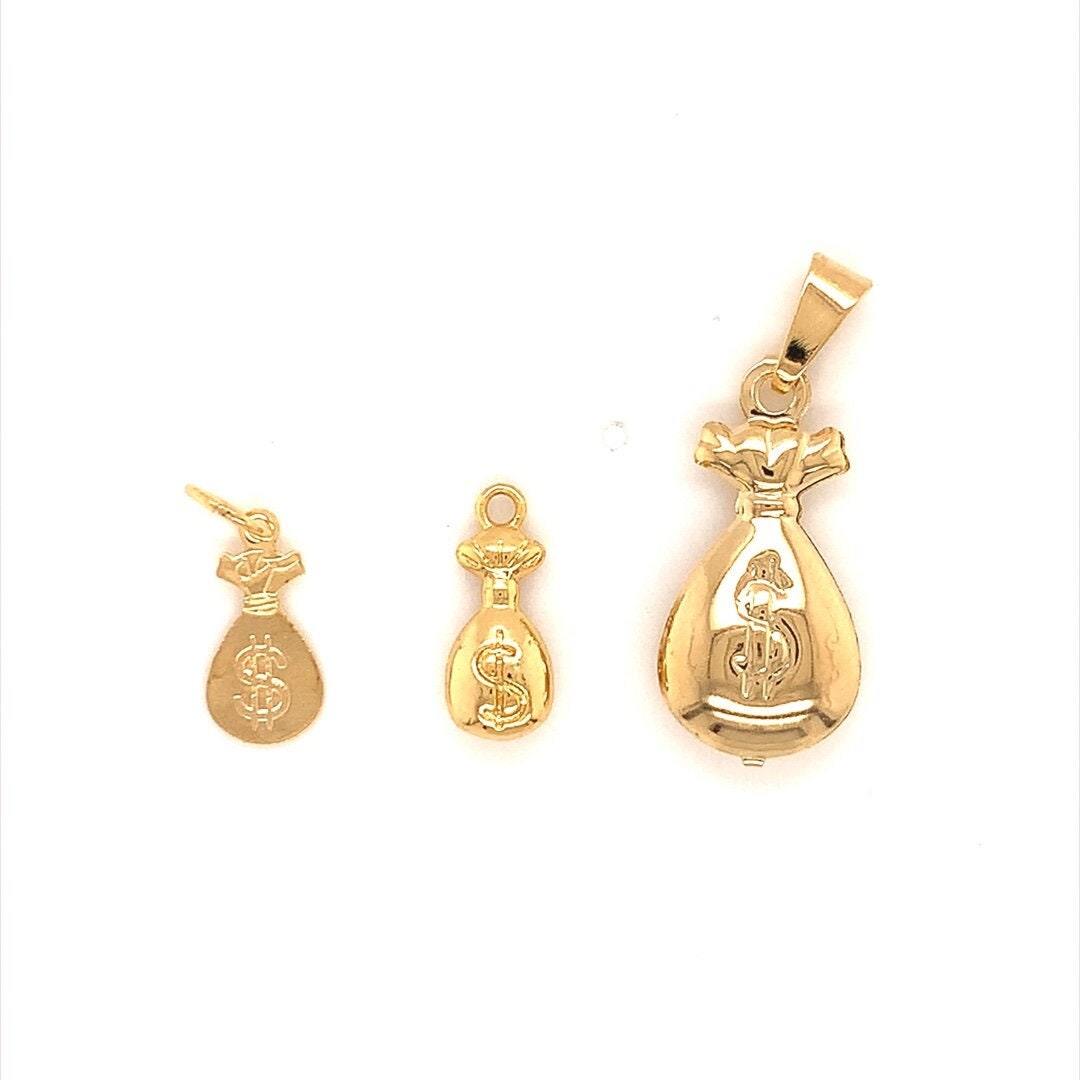 18K GF Money Bag Charm,small Real Gold Filled Money Bag Pendant,dollar ...