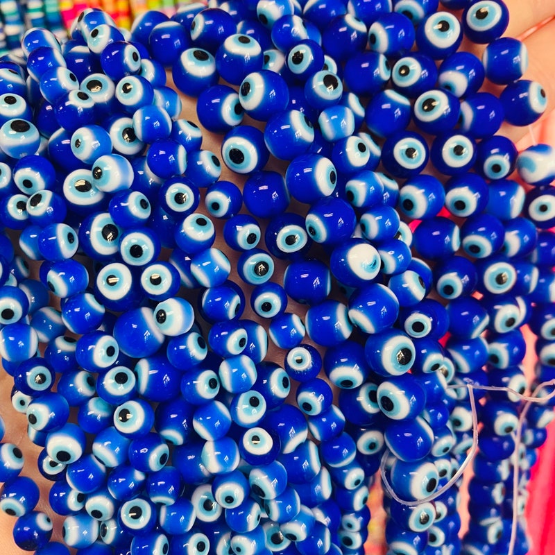 8mm White Evil Eye Beads - Etsy