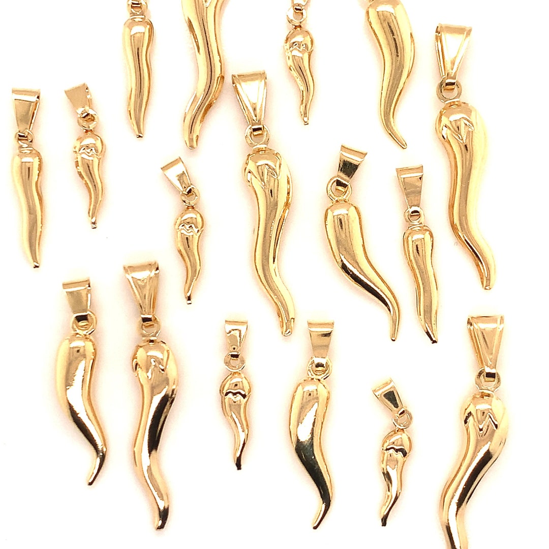 18K Italian Horn Charm, Cornicello Pendant, Italian Amulet, Italian ...