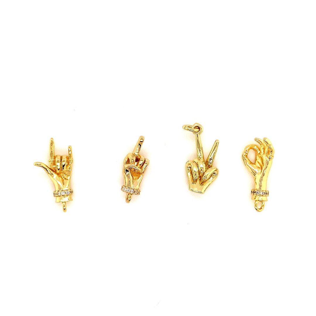 F-you Hand Symbol Charm,i Love You Hand Gesture,hand Gold Charm,devil ...